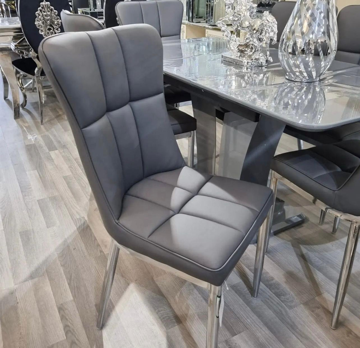 Astra Dining Table with 6 Grace Chairs | Shop Light & Dark Grey